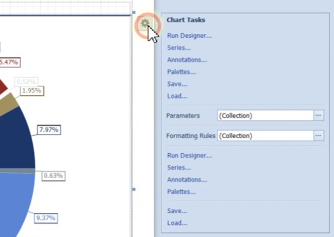 How To Customise Advanced Reports Pie Charts To Show Colours And Values Instead Of Percentages