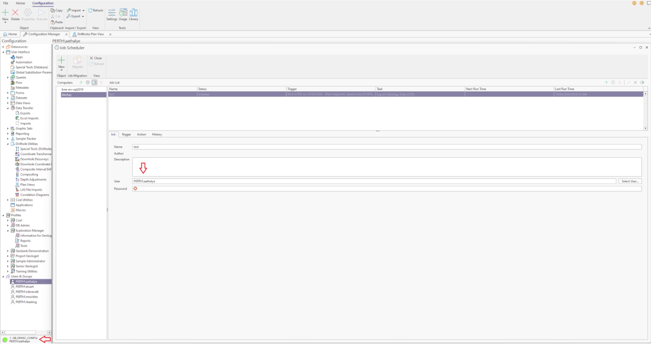 Credentials Required For Automating Tasks Within Geobank Using Job Scheduler Micromine Geobank